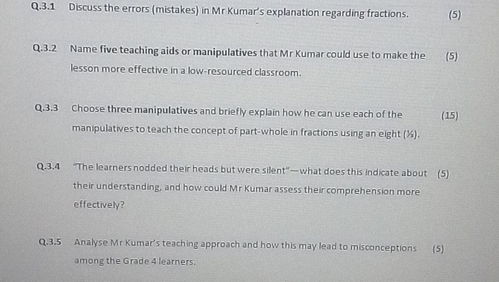Q.3.1 Discuss the errors (mistakes) in Mr | StudyX