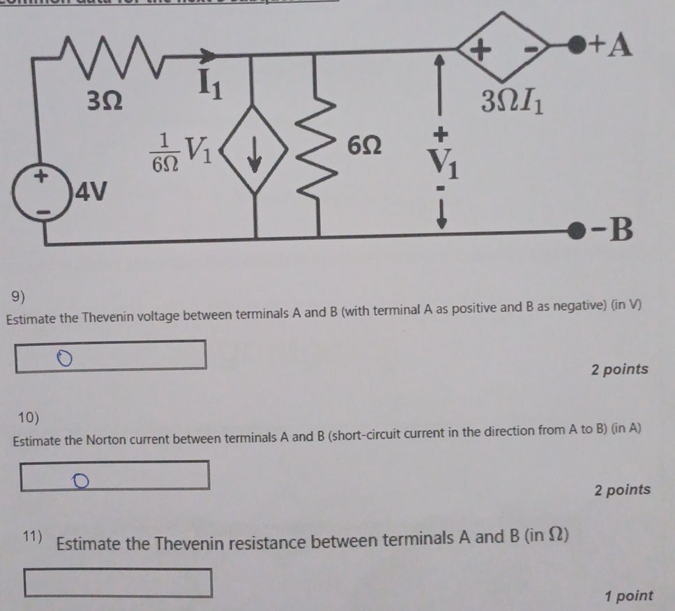 9) Estimate the Thevenin voltage between | StudyX