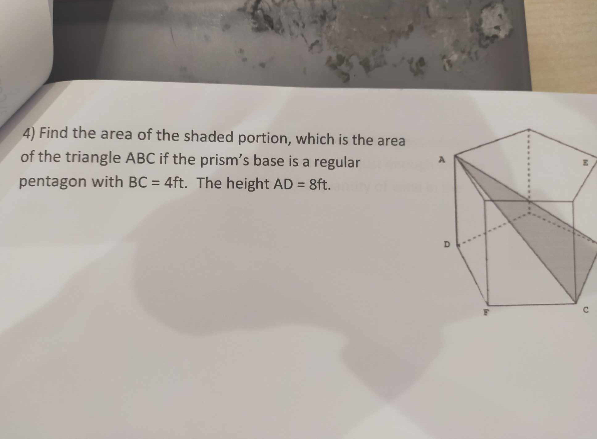 4) Find the area of the shaded portion, | StudyX