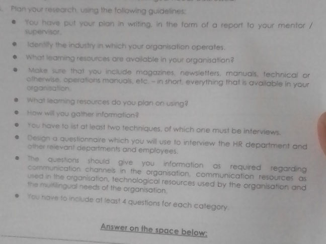 Plan your research, using the following | StudyX