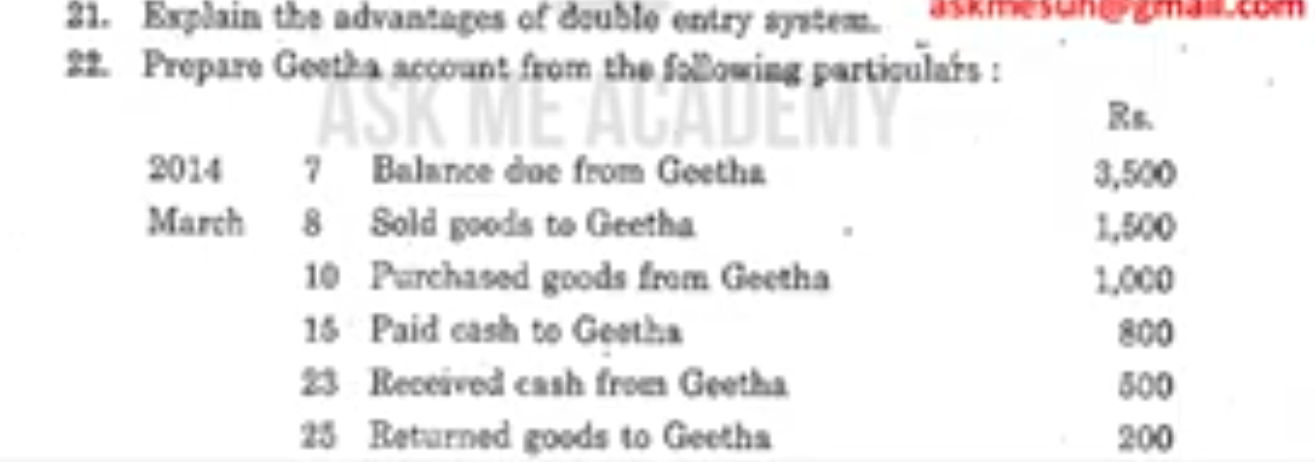 21. Explain the advantages of double entry | StudyX