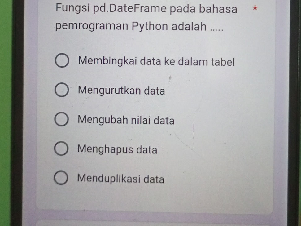 Fungsi pd.DataFrame pada bahasa pemrograman | StudyX