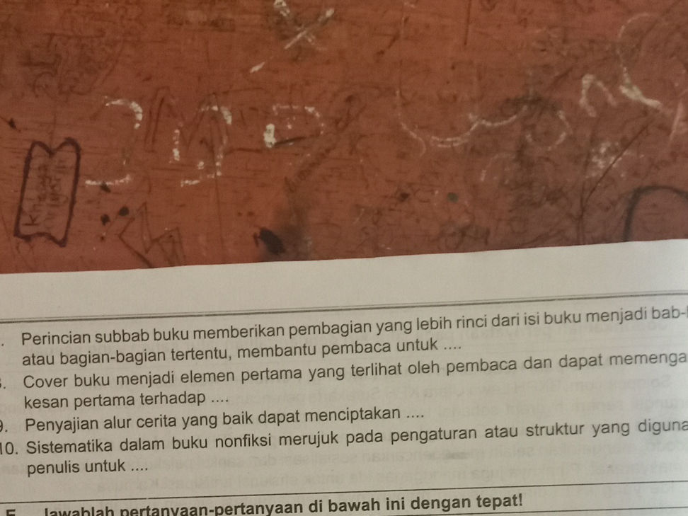 1. Perincian subbab buku memberikan | StudyX