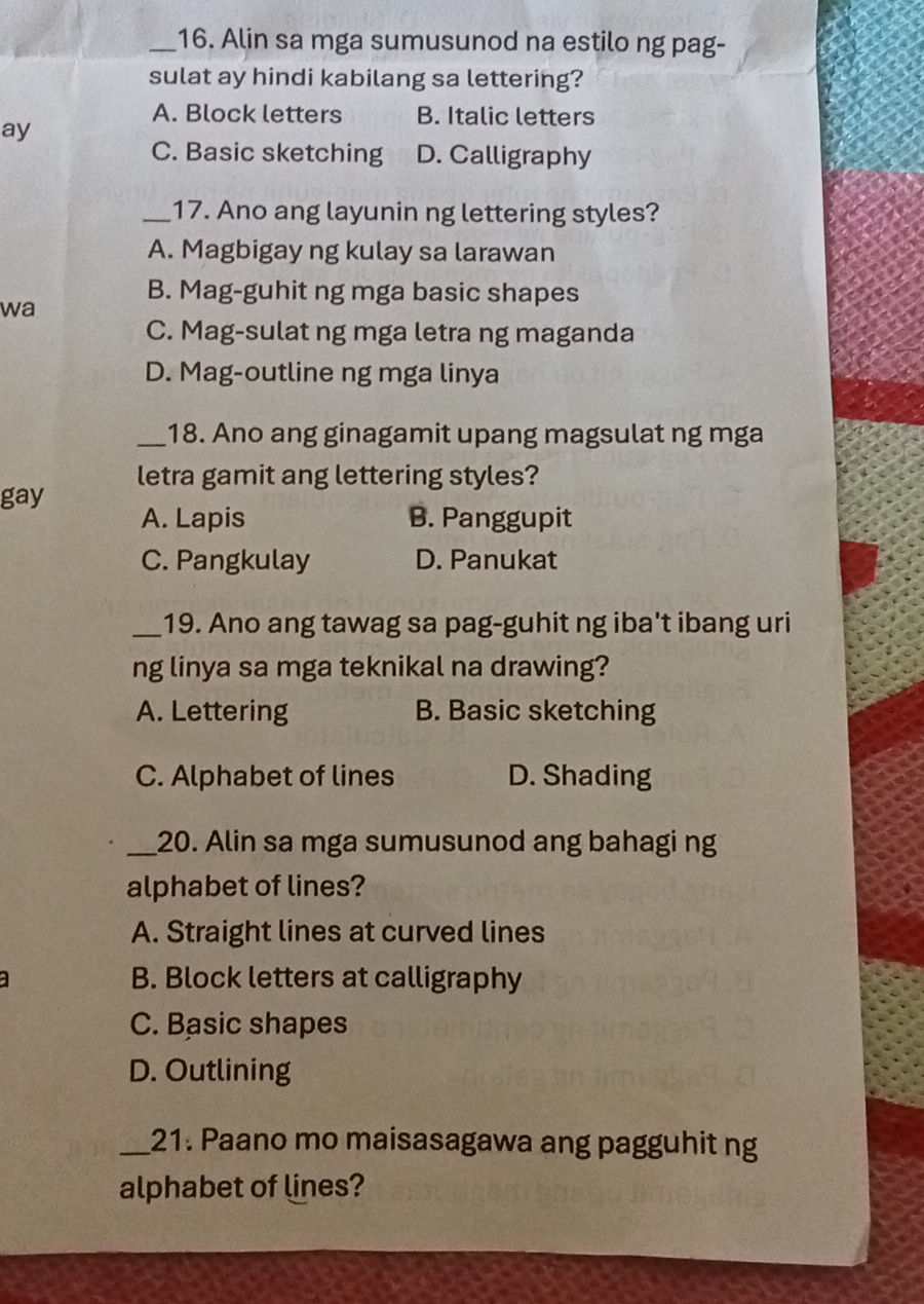 16. Alin sa mga sumusunod na estilo ng | StudyX