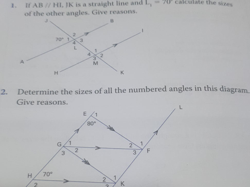 1. If AB // HI, JK is a straight line and L₁ | StudyX