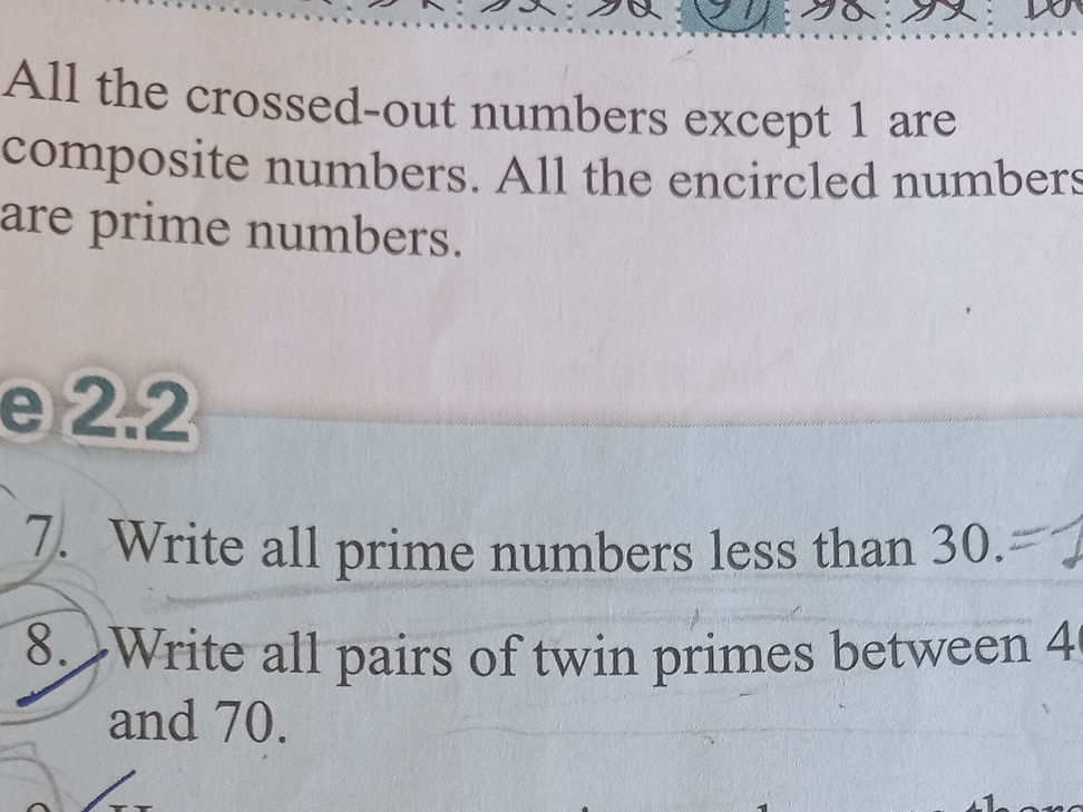 7. Write all prime numbers less than 30. 8. | StudyX