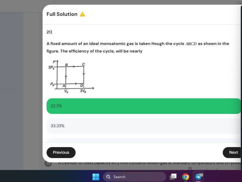 21) A fixed amount of an ideal monoatomic | StudyX