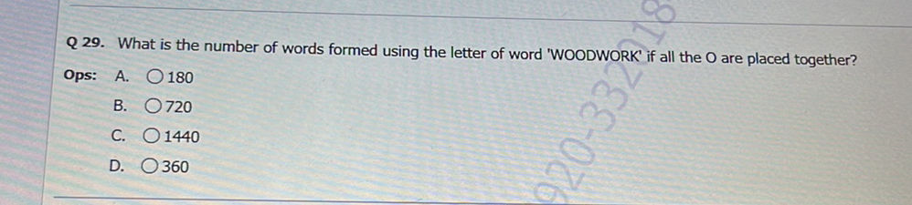 Q 29. What is the number of words formed | StudyX