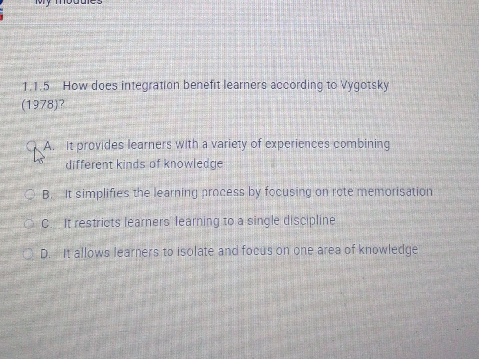 1.1.5 How does integration benefit learners | StudyX