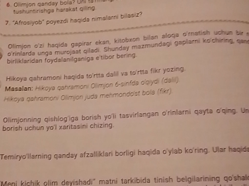 6. Olimjon qanday bola? Uni tushuntirishga | StudyX
