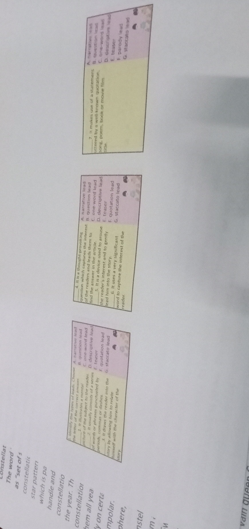 1. Identify the types of leads. Choose the | StudyX