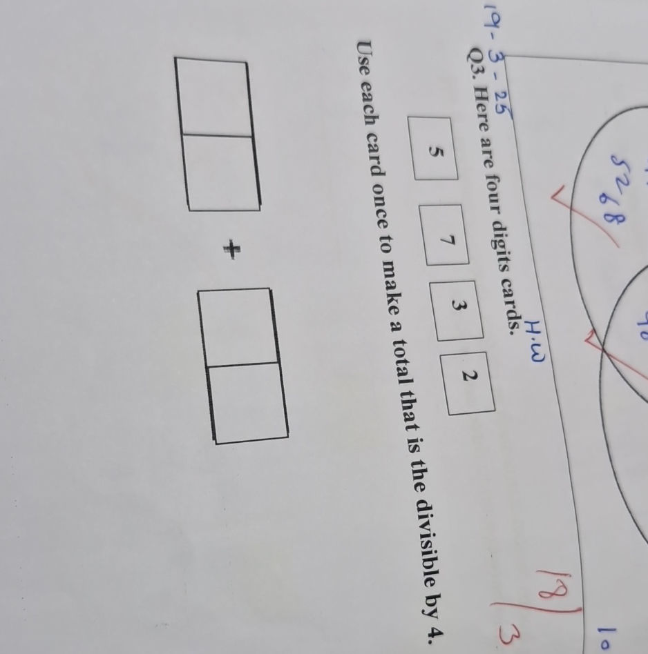 Q3. Here are four digits cards. 5 7 3 2 | StudyX