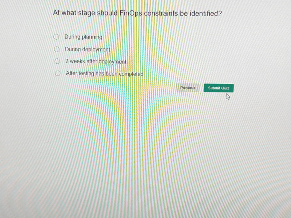 At what stage should FinOps constraints be | StudyX
