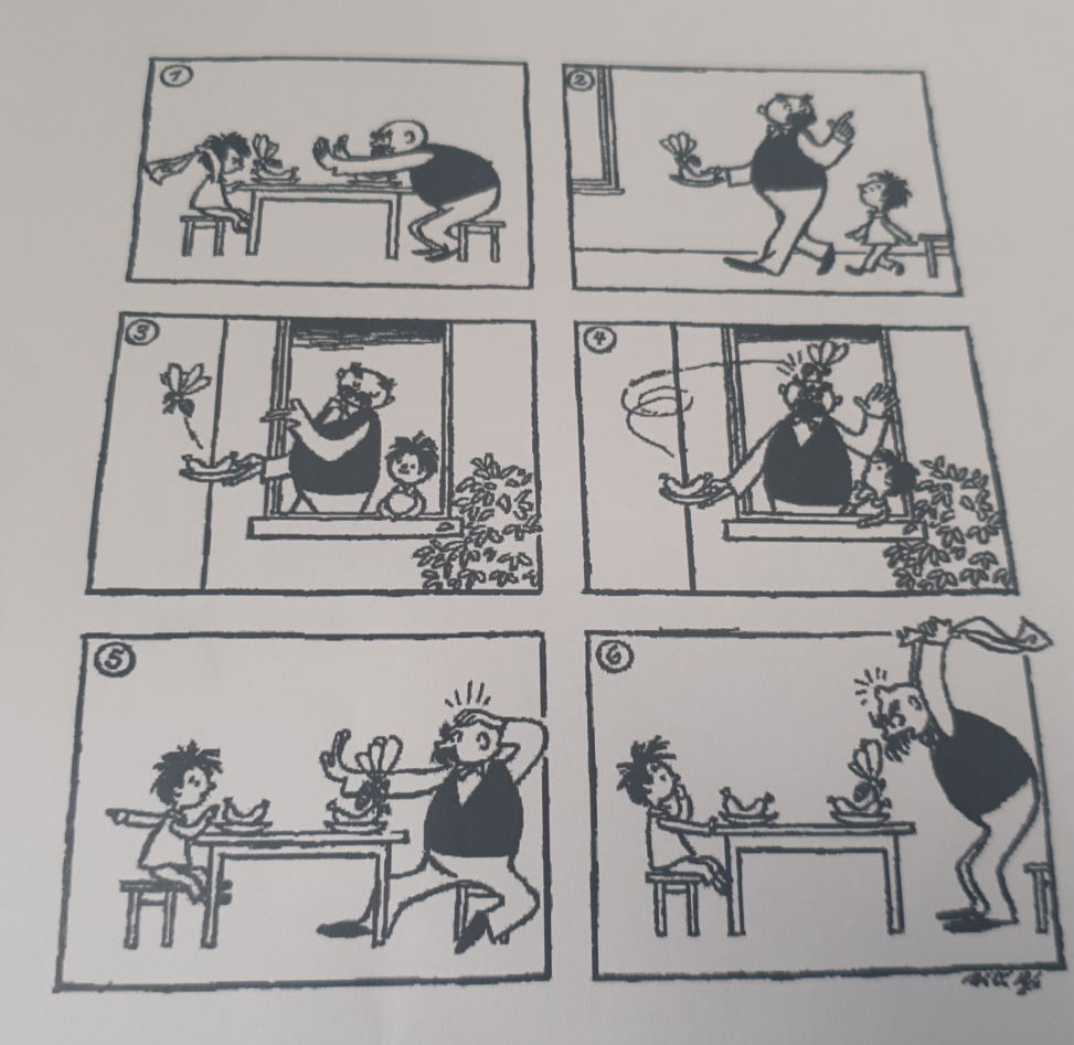 The image is a comic strip depicting a | StudyX