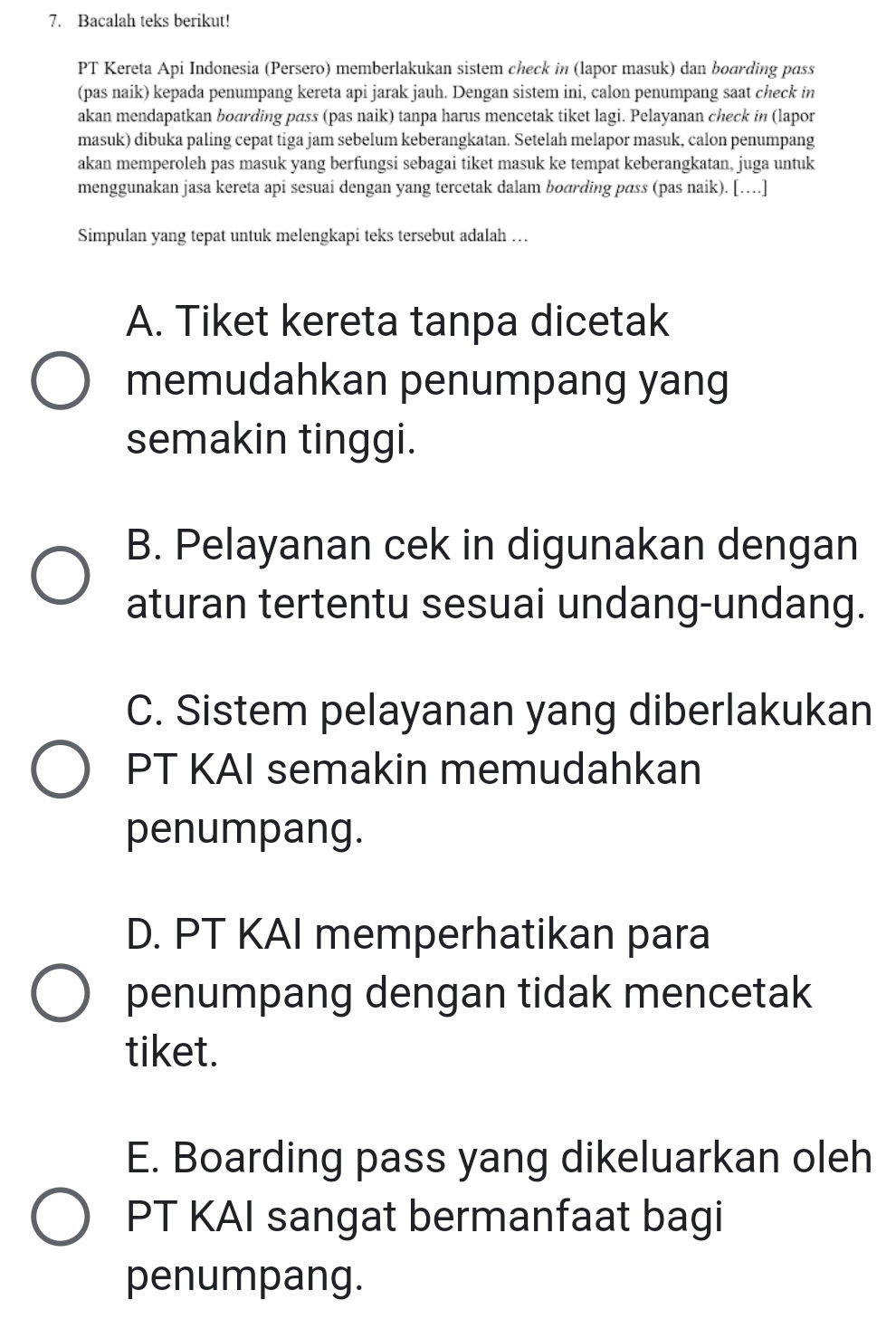 7. Bacalah teks berikut! PT Kereta Api | StudyX