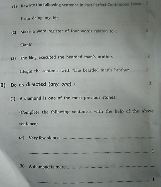 (1) Rewrite the following sentence in Past | StudyX