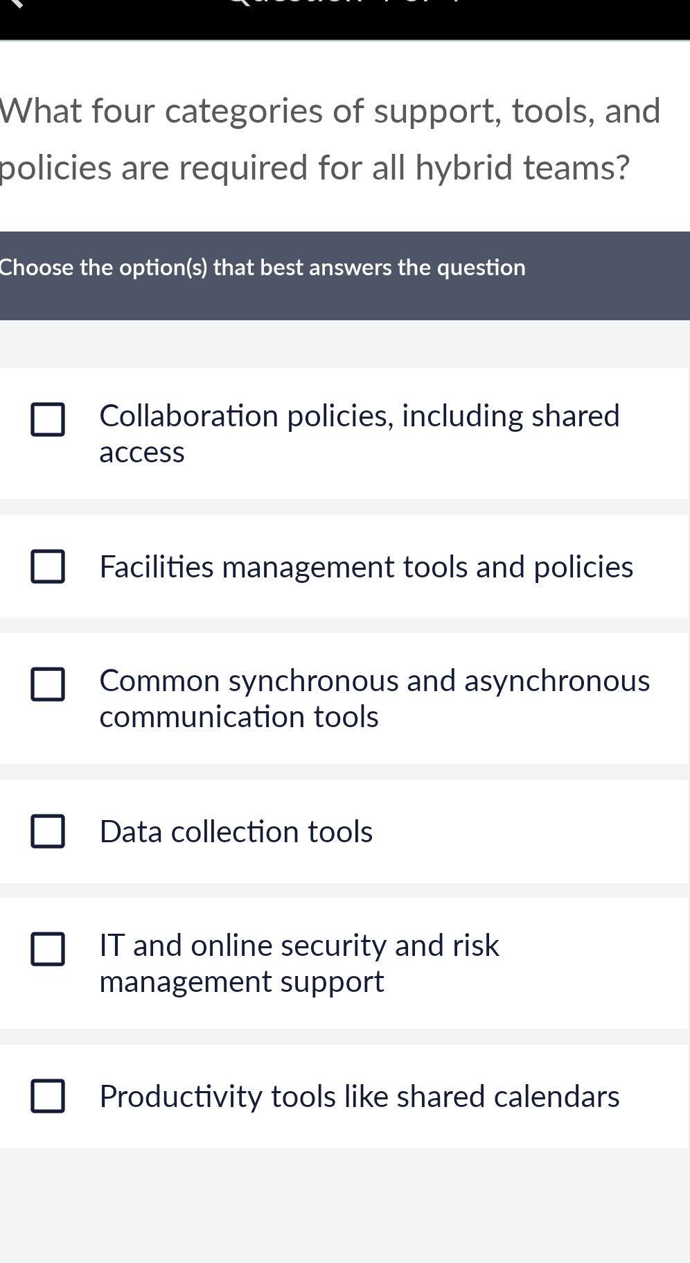 What four categories of support, tools, and | StudyX