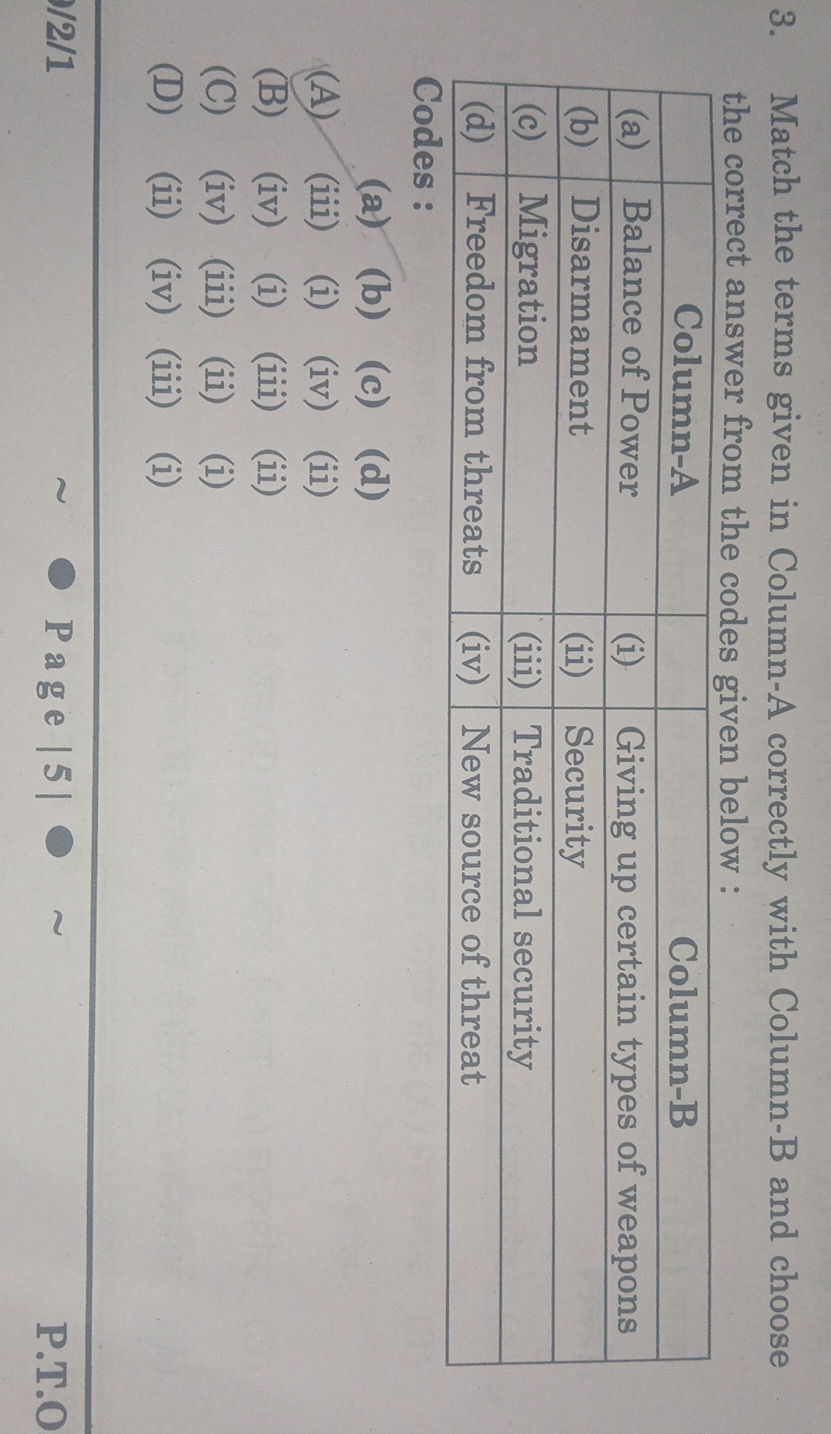 3. Match the terms given in Column-A | StudyX