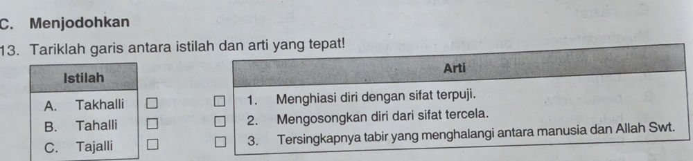 13. Tariklah garis antara istilah dan arti | StudyX
