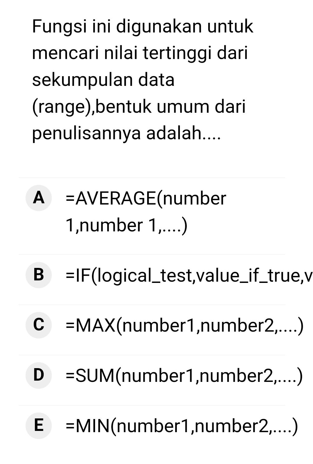 Fungsi ini digunakan untuk mencari nilai | StudyX