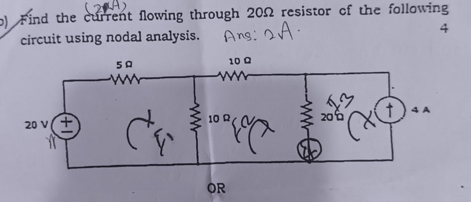 2) Find the current flowing through 20Ω | StudyX