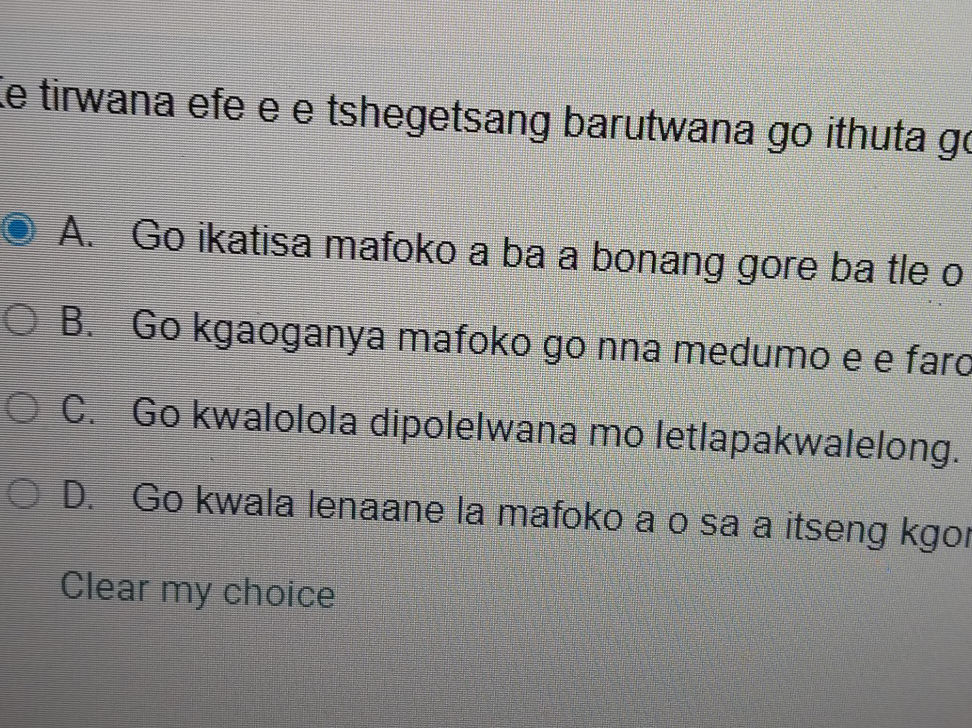 Le tirwana efe e e tshegetsang barutwana go