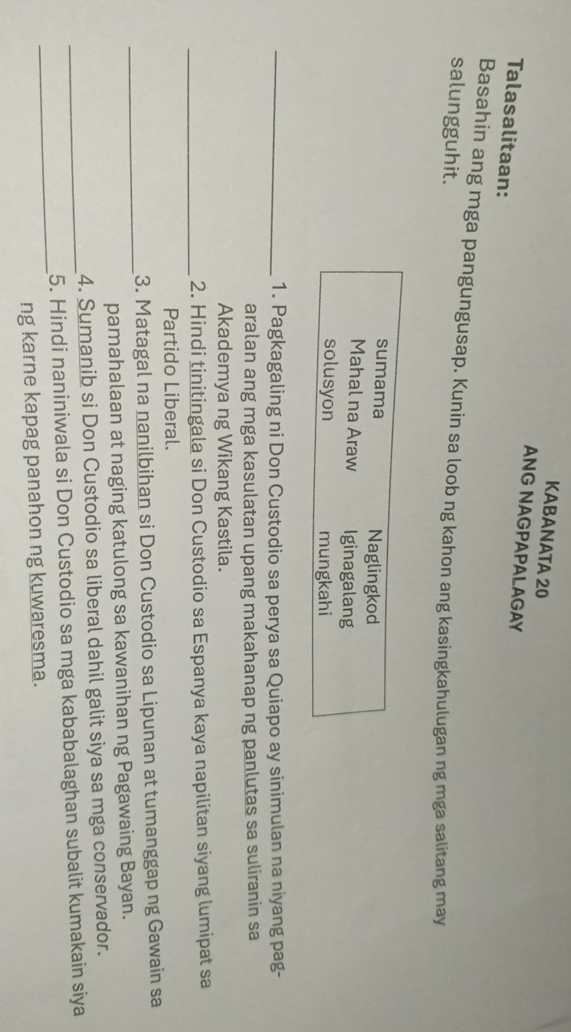 Talasalitaan: Basahin ang mga pangungusap. | StudyX
