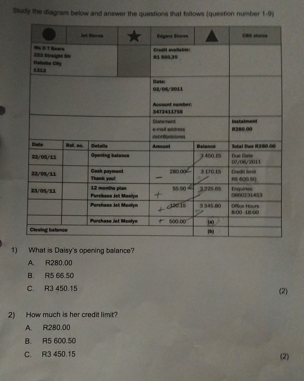 Study the diagram below and answer the | StudyX