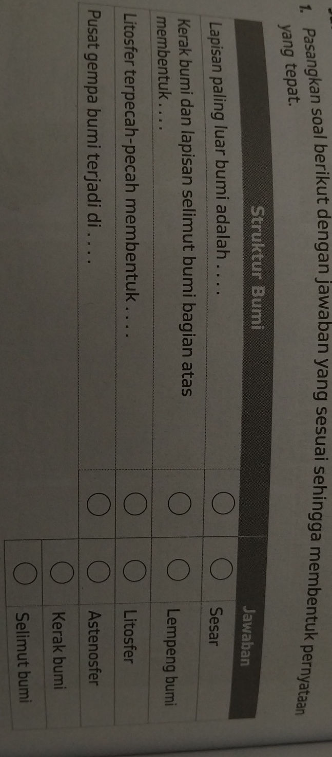 1. Pasangkan soal berikut dengan jawaban | StudyX
