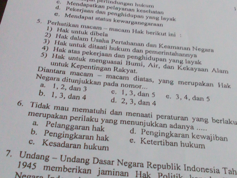 5. Perhatikan macam-macam Hak berikut ini: | StudyX