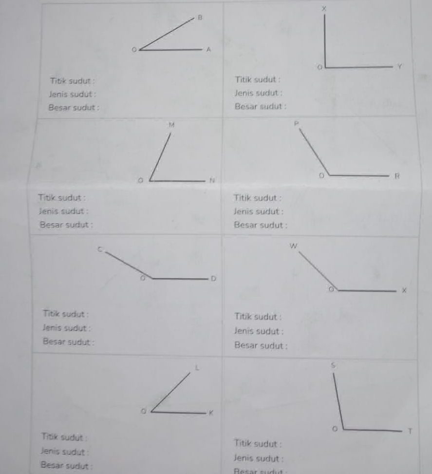Titik sudut: Jenis sudut: Besar sudut: | StudyX