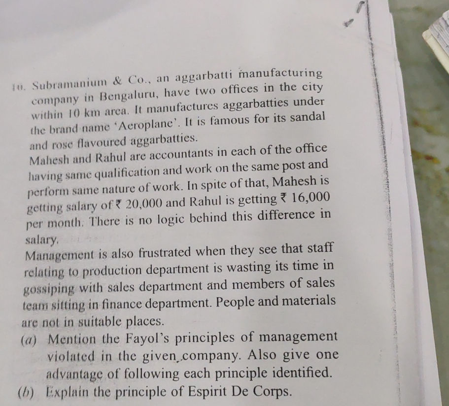 10. Subramanium Co., an aggarbatti | StudyX