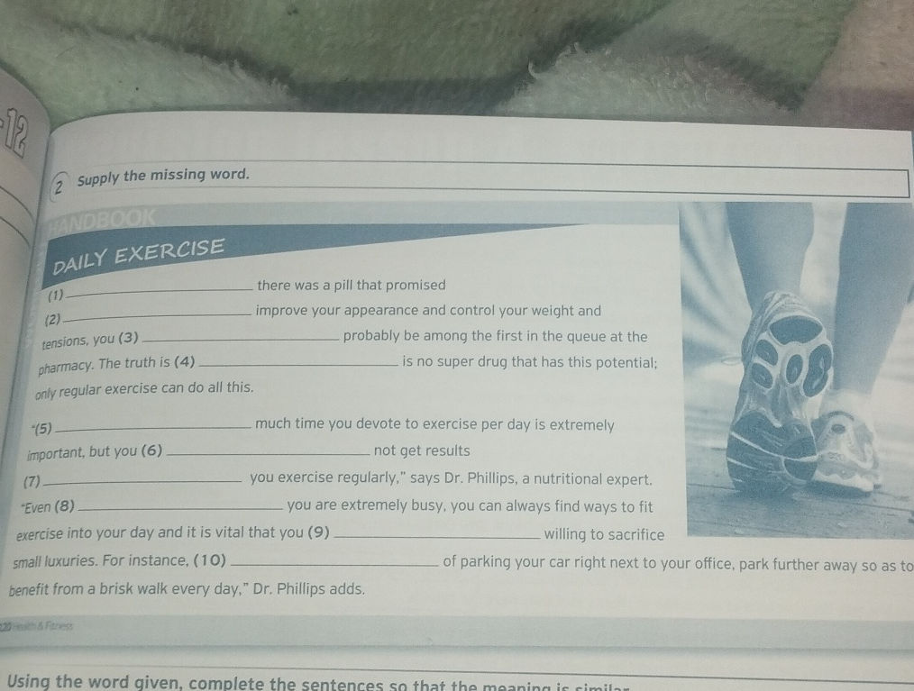Supply the missing word. DAILY EXERCISE (1) | StudyX