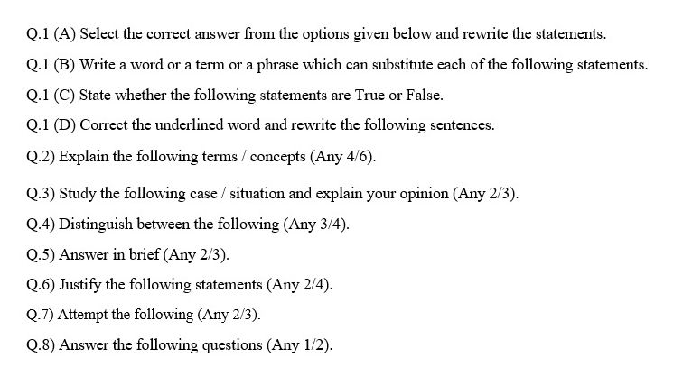 Q.1 (A) Select the correct answer from the | StudyX