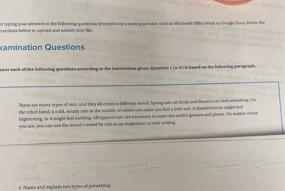 4. Name and explain two types of prewriting. | StudyX