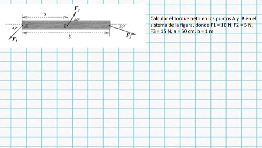 Calcular el torque neto en los puntos A y B | StudyX