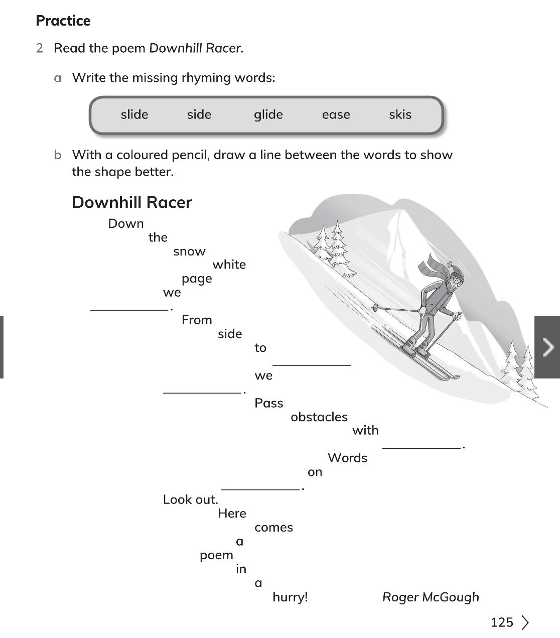 2 Read the poem Downhill Racer. a Write the | StudyX