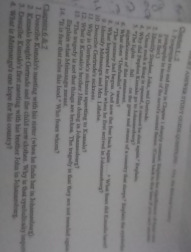 Chapter 1-5 1. Paragraphs two and three in | StudyX