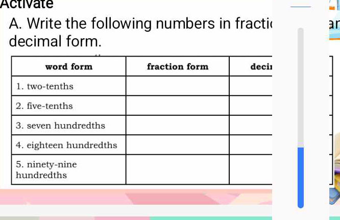 A. Write the following numbers in fraction | StudyX