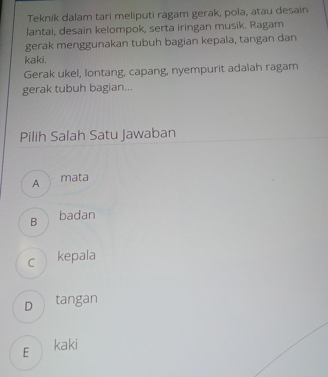 Teknik dalam tari meliputi ragam gerak, | StudyX
