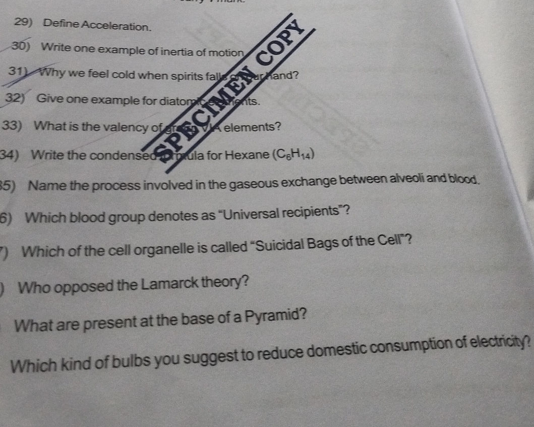 29) Define Acceleration. 30) Write one | StudyX