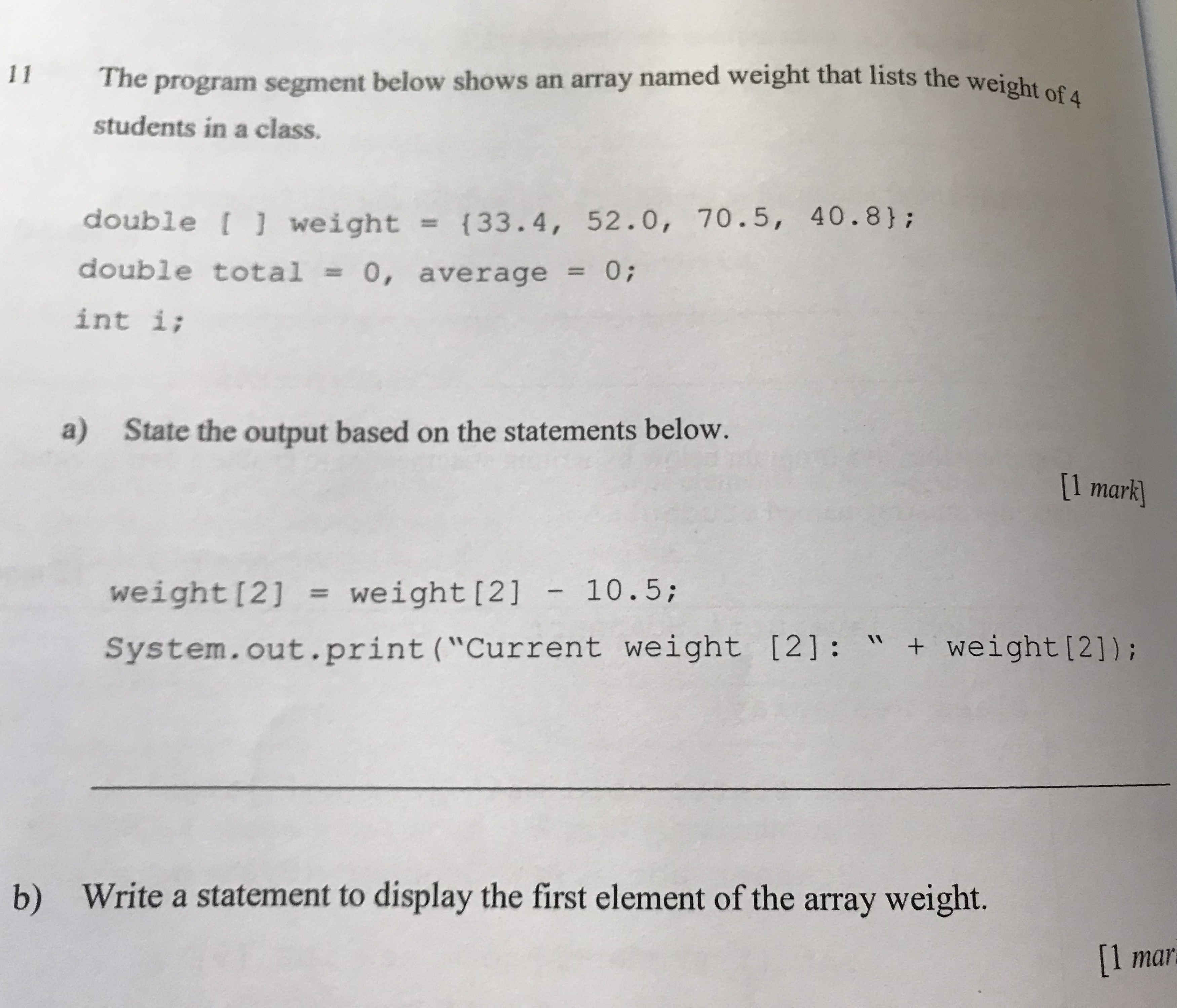 11 The program segment below shows an array | StudyX