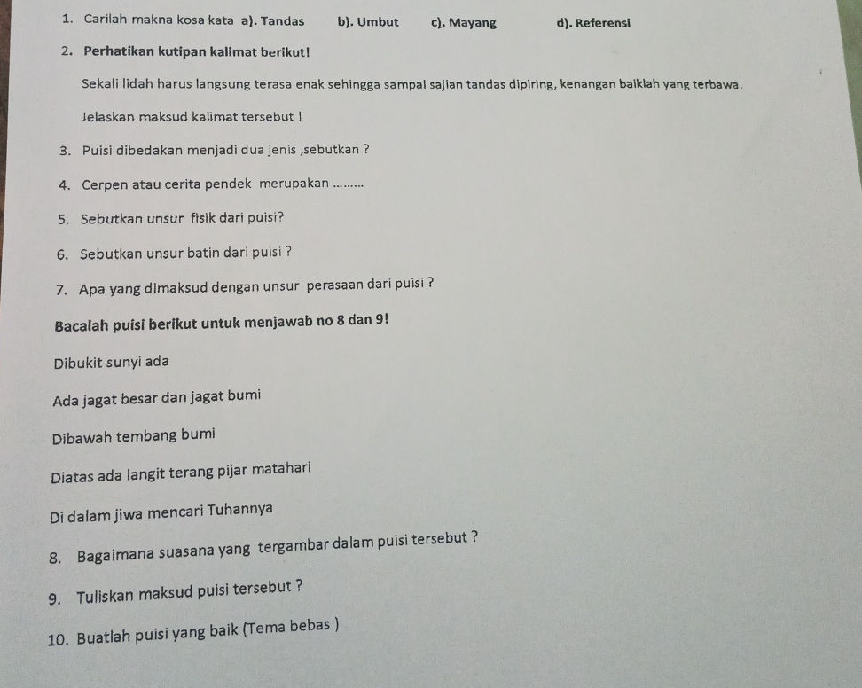 1. Carilah makna kosa kata a). Tandas b). | StudyX