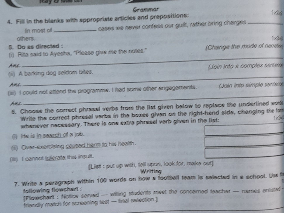 4. Fill in the blanks with appropriate | StudyX
