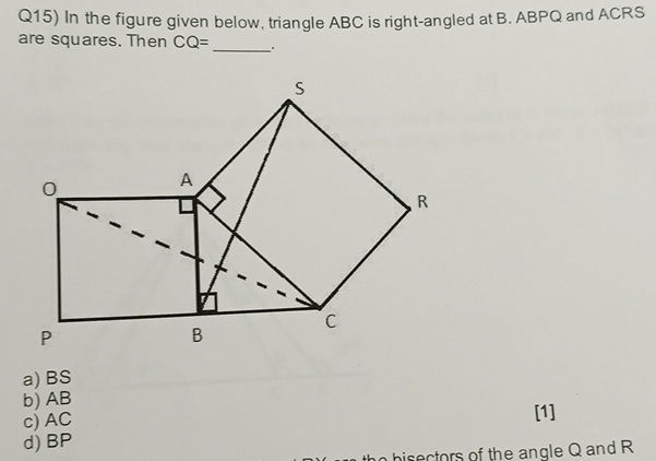 Q15) In the figure given below, triangle ABC | StudyX
