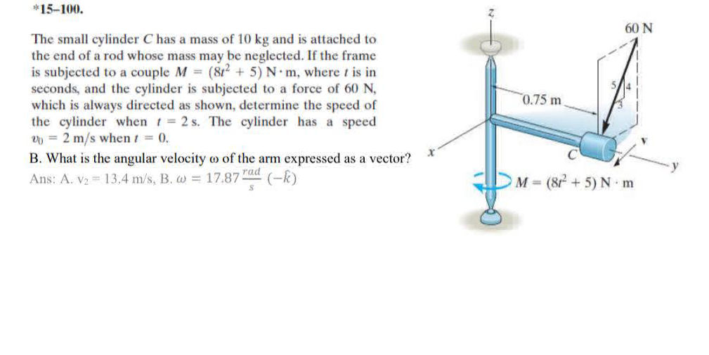 *15-100. The small cylinder C has a mass of