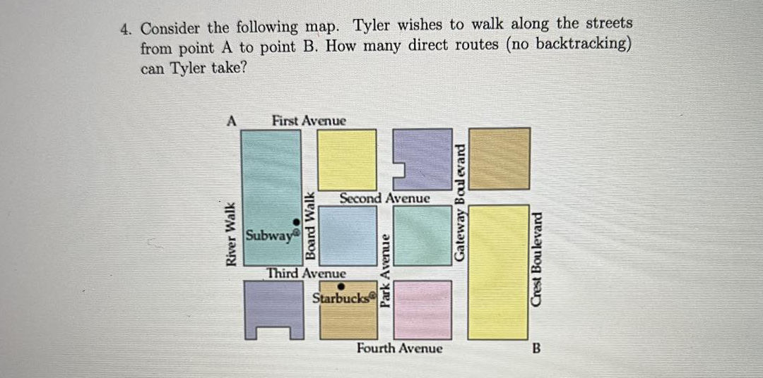 4. Consider the following map. Tyler wishes | StudyX
