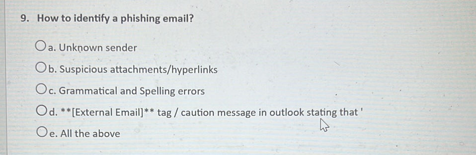 9. How to identify a phishing email? Oa. | StudyX