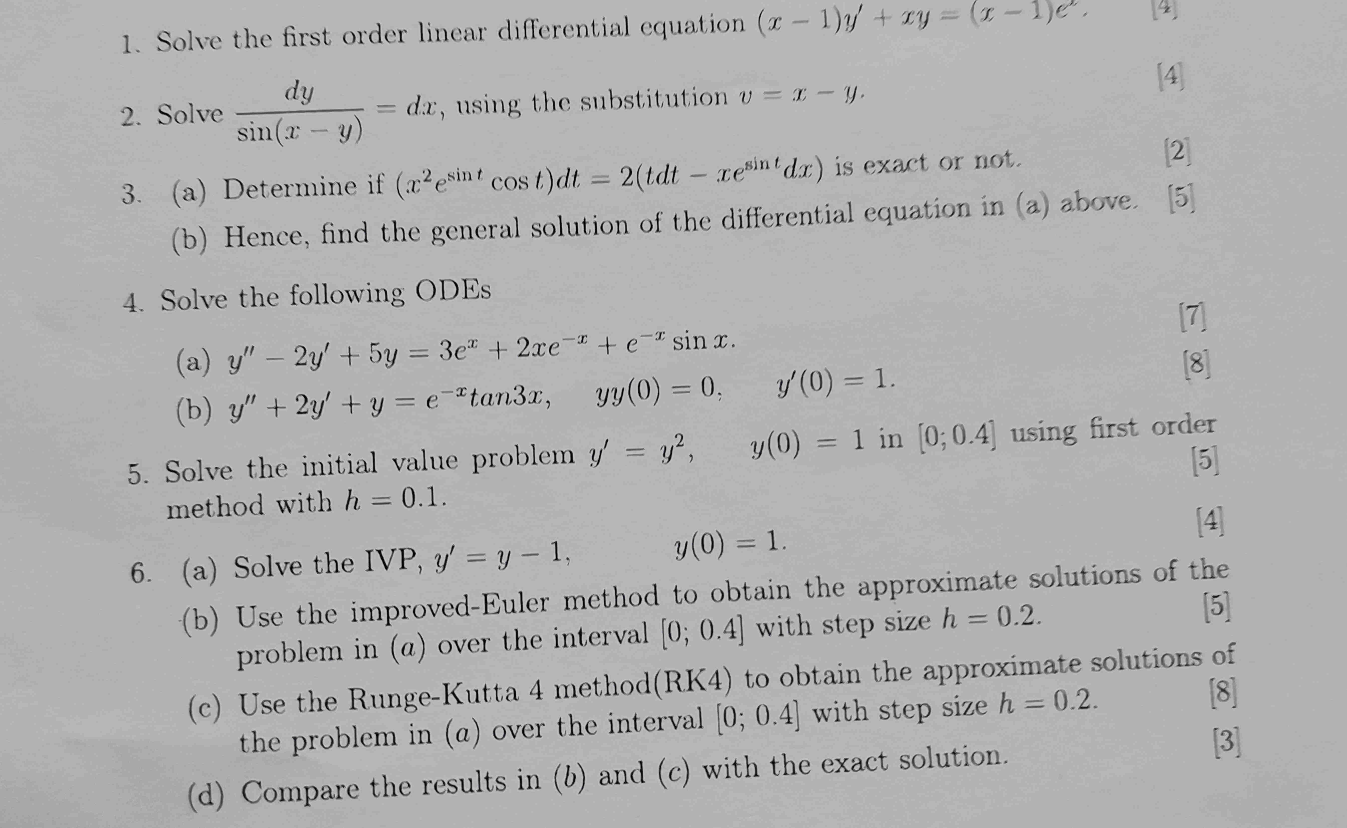 1. Solve the first order linear differential | StudyX