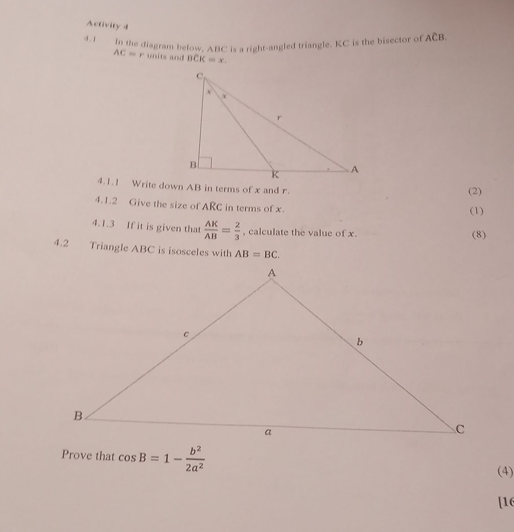 4.1 In the diagram below, ABC is a | StudyX